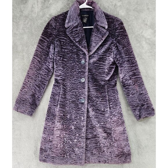 bebe | Jackets & Coats | Bebe Jacket Womens Xs Purple Button Long ...